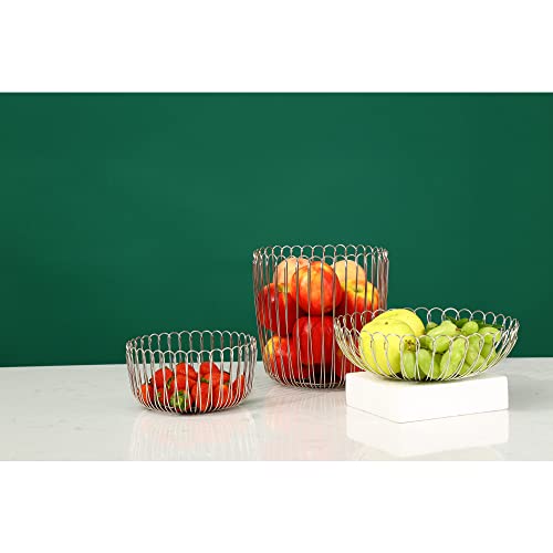 YBM HOME Fruit Basket Bowl for Kitchen Counter, Cabinet, and Pantry - Decorative Countertop Centerpiece Stainless Steel Wire Design Perfect as Fruit, Vegetable, Bread Storage Bowl Holder, 12112