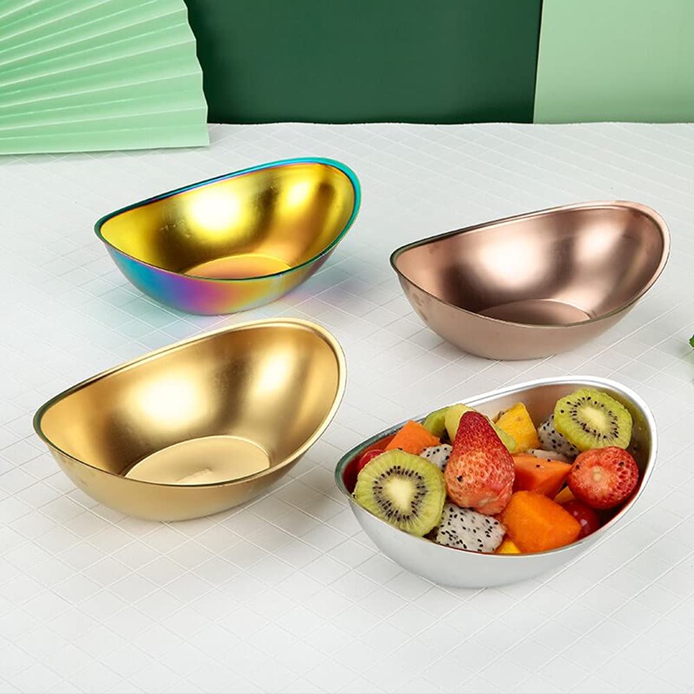 JYJFGSFA Rainbow Metal Salad Bowl and Fork Set, Reusable 304 Stainless Steel Large Serving Snack Bowl Sets for Pasta, Cereal, Popcorn, Snack, Easy To Clean and Dishwasher Safe