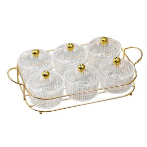 IEUDNS Food Storage Organizer Plate Multifunctional Decoration with Rack, Appetizer Tray Snack Dishes Snack Serving Tray for Candy Snack Nut , Clear 6 Bowls