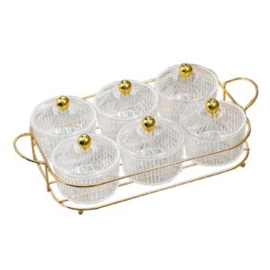 IEUDNS Food Storage Organizer Plate Multifunctional Decoration with Rack, Appetizer Tray Snack Dishes Snack Serving Tray for Candy Snack Nut , Clear 6 Bowls