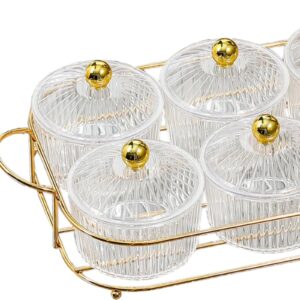 IEUDNS Food Storage Organizer Plate Multifunctional Decoration with Rack, Appetizer Tray Snack Dishes Snack Serving Tray for Candy Snack Nut , Clear 6 Bowls