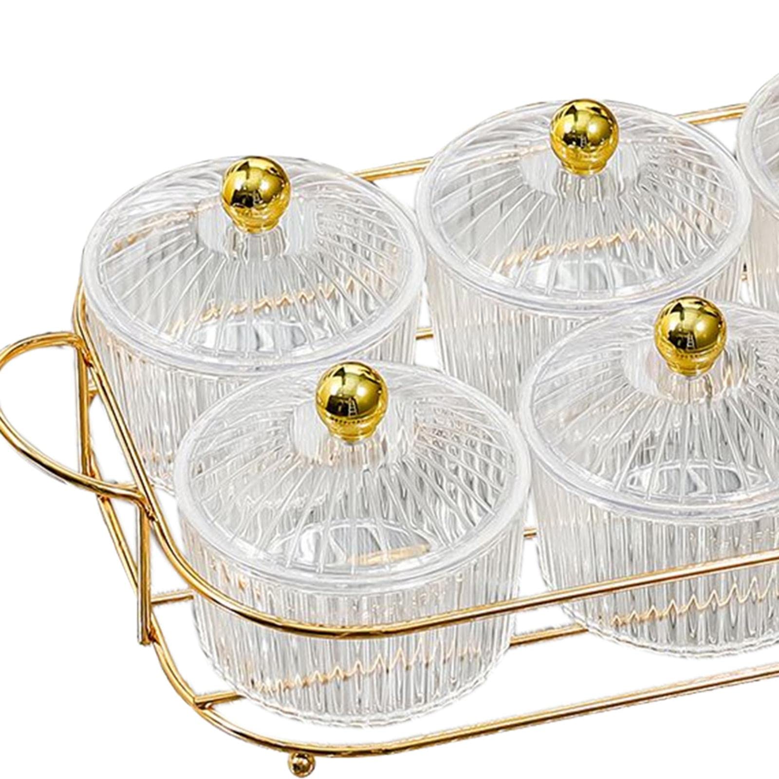 IEUDNS Food Storage Organizer Plate Multifunctional Decoration with Rack, Appetizer Tray Snack Dishes Snack Serving Tray for Candy Snack Nut , Clear 6 Bowls