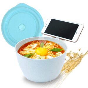 gmaeurl microwave ramen cooker bowl with lids instant ramen noodle bowl with phone holder- 40 oz large bpa free/food grade for office college dorm room instant cooking dishwasher safe