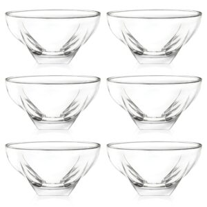 Barski Glass Bowl - For Dessert - Salad - Pasta - Fruit - Nuts - Chocolate - Set of 6 Bowls - Designed - 5.2" Diameter - Made in Europe