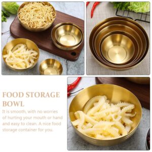 Hemoton Stainless Steel Bowl Soup Insulated Bowl for Cereal Ice Cream Rice Noodles Salad Golden 8. 5cm