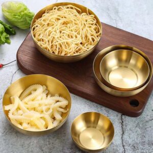 Hemoton Stainless Steel Bowl Soup Insulated Bowl for Cereal Ice Cream Rice Noodles Salad Golden 8. 5cm