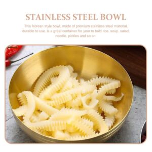 Hemoton Stainless Steel Bowl Soup Insulated Bowl for Cereal Ice Cream Rice Noodles Salad Golden 8. 5cm