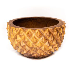 rainforest bowls 6" pineapple javanese teak wood bowl- perfect for everyday use, hot & cold friendly, ultra-durable- exclusive luxury custom wooden bowl design handcrafted by indonesian artisans