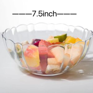 NiLor Salad Glasses Bowls Set of 2 Clear Glass Bowls, Fruit Bowls, Soup Bowls, Vegetable Bowls, Serving Bowls, Pasta Bowls Candy Bowl Fruit Bowl for Kitchen and Home Dining - 21 Ounce