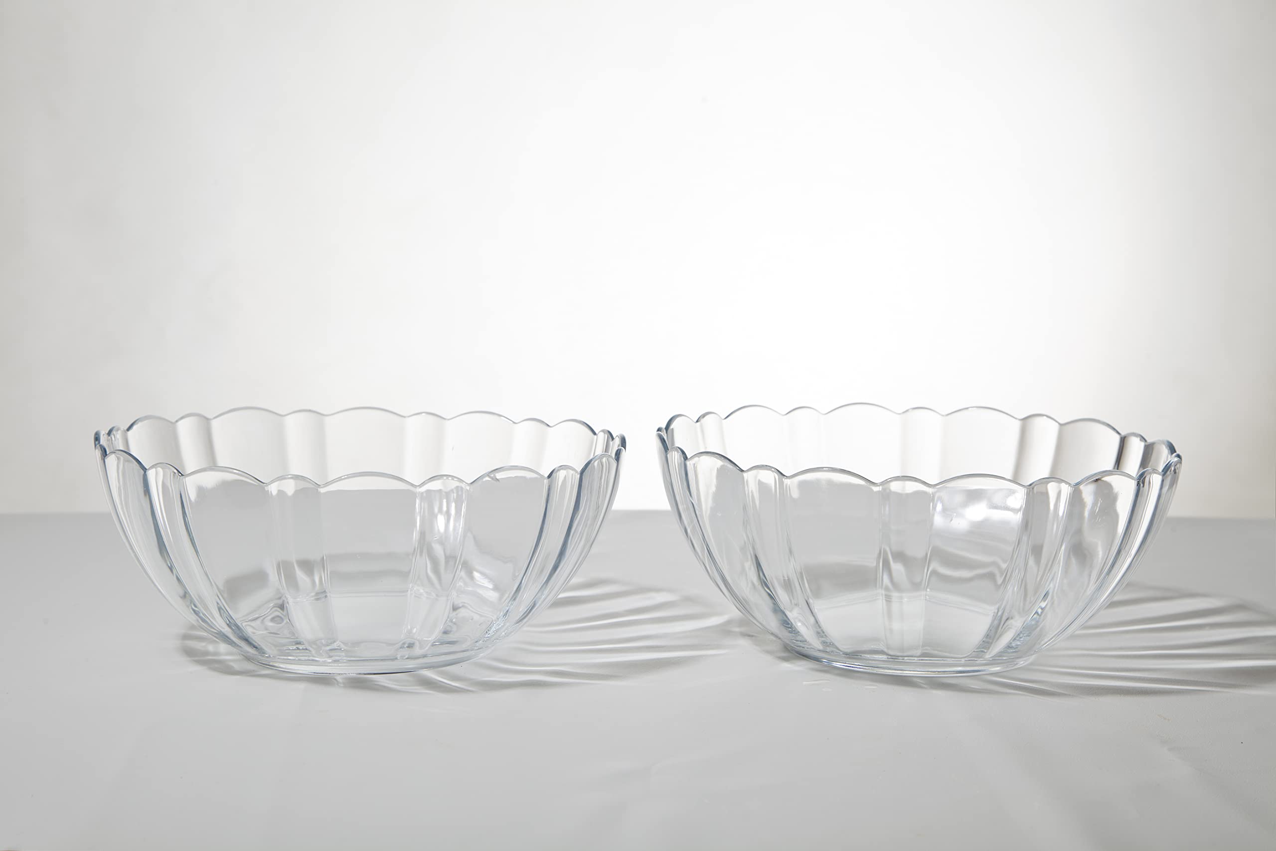 NiLor Salad Glasses Bowls Set of 2 Clear Glass Bowls, Fruit Bowls, Soup Bowls, Vegetable Bowls, Serving Bowls, Pasta Bowls Candy Bowl Fruit Bowl for Kitchen and Home Dining - 21 Ounce