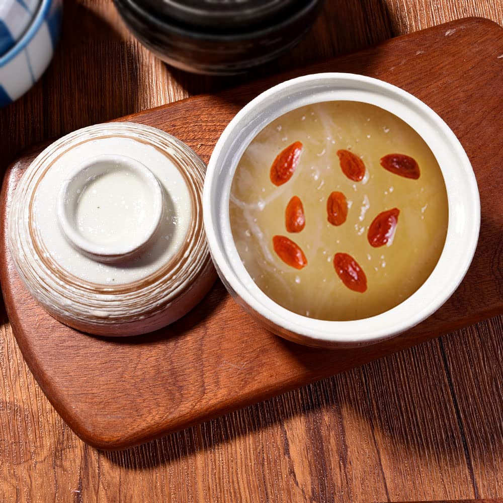 Soup Bowl with Lid, 7.7 OZ Microwave Bowl with Lid, Japanese Bowl with Lid for Soup (White)