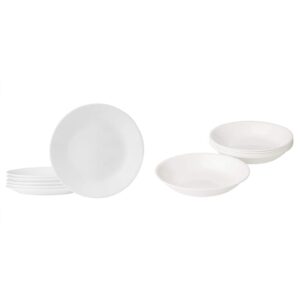 corelle winter frost white 6-3/4-inch plate set (6-piece) & winter frost white 20-ounce bowl set, 6 count (pack of 1)