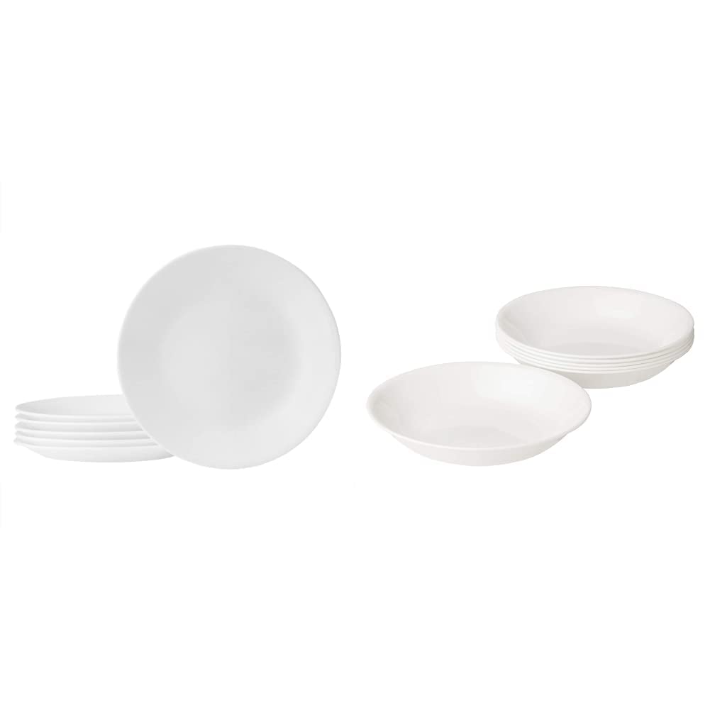 Corelle Winter Frost White 6-3/4-Inch Plate Set (6-Piece) & Winter Frost White 20-Ounce Bowl Set, 6 count (Pack of 1)