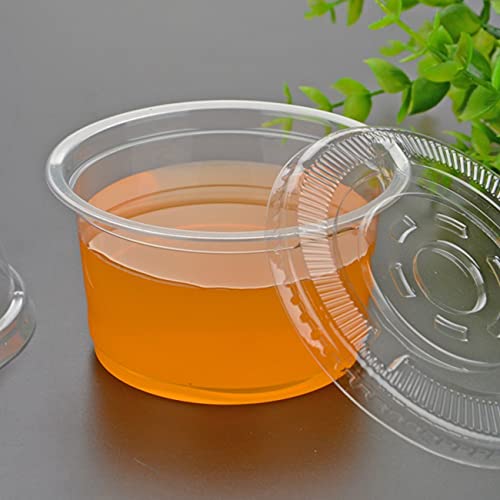 Healthcom 100 Packs 6 Oz 180ml Clear Plastic Ice Cream Dessert Cup Sundae Cups with Lid 100 Sets Disposable Salad Cup Pudding Jelly Sauce Yogurt Dessert Cup Serving Bowls for Party Favor Wedding