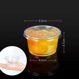 Healthcom 100 Packs 6 Oz 180ml Clear Plastic Ice Cream Dessert Cup Sundae Cups with Lid 100 Sets Disposable Salad Cup Pudding Jelly Sauce Yogurt Dessert Cup Serving Bowls for Party Favor Wedding