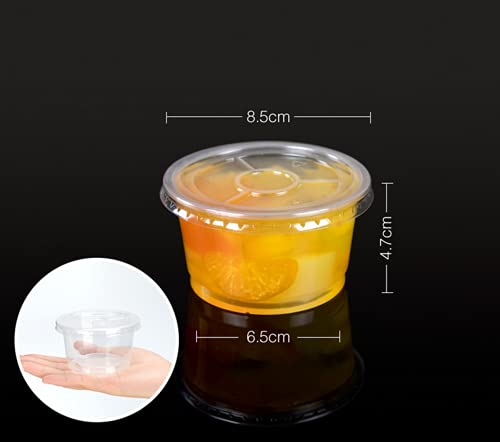 Healthcom 100 Packs 6 Oz 180ml Clear Plastic Ice Cream Dessert Cup Sundae Cups with Lid 100 Sets Disposable Salad Cup Pudding Jelly Sauce Yogurt Dessert Cup Serving Bowls for Party Favor Wedding