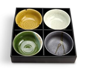 hinomaru collection zen living japanese minoyaki porcelain 5 inch rice bowl set of 4 earthenware reactive glaze multi purpose tableware attractive design made in japan