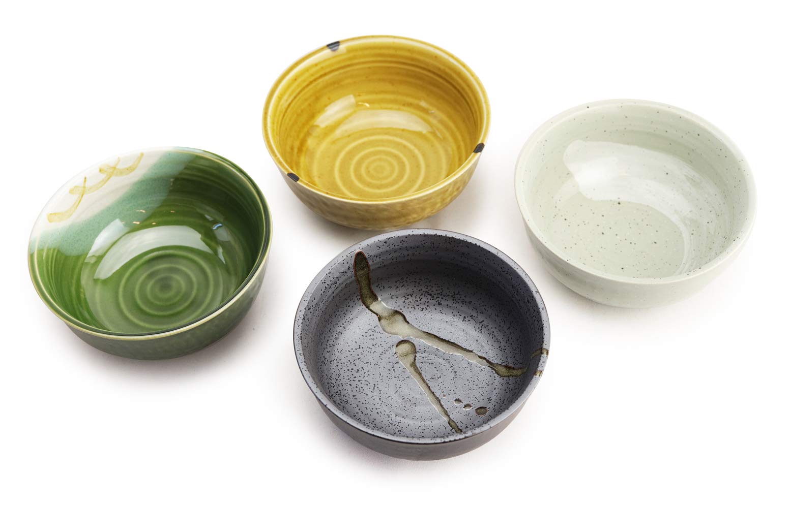 Hinomaru Collection Zen Living Japanese Minoyaki Porcelain 5 inch Rice Bowl Set of 4 Earthenware Reactive Glaze Multi Purpose Tableware Attractive Design Made in Japan