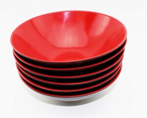 set of 6 japanese ramen noodle bowls ~made of melamine, red & black noodle bowl, udon noodle rice bowl, vietnamese pho recipe, menudo snacks, popcorn serving dishes (b11895)~ we pay your sales tax