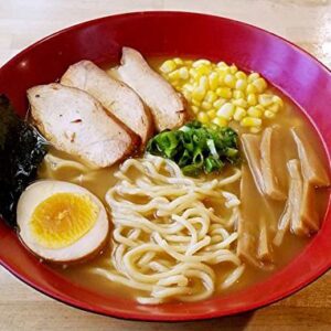 Set of 6 Japanese Ramen Noodle Bowls ~Made of Melamine, Red & Black Noodle Bowl, Udon Noodle Rice Bowl, Vietnamese Pho Recipe, Menudo Snacks, Popcorn Serving Dishes (B11895)~ We Pay Your Sales Tax