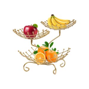 PIOJNYEN 3 Tier Metal Fruit Bowl, Fruit Tray Stand Wire, Fruit Storage Basket, Fruit Stand, Vegetable Serving Bowls,Fruit Basket Holder,Fruit Storage Bowls for Kitchen Counter Organizer