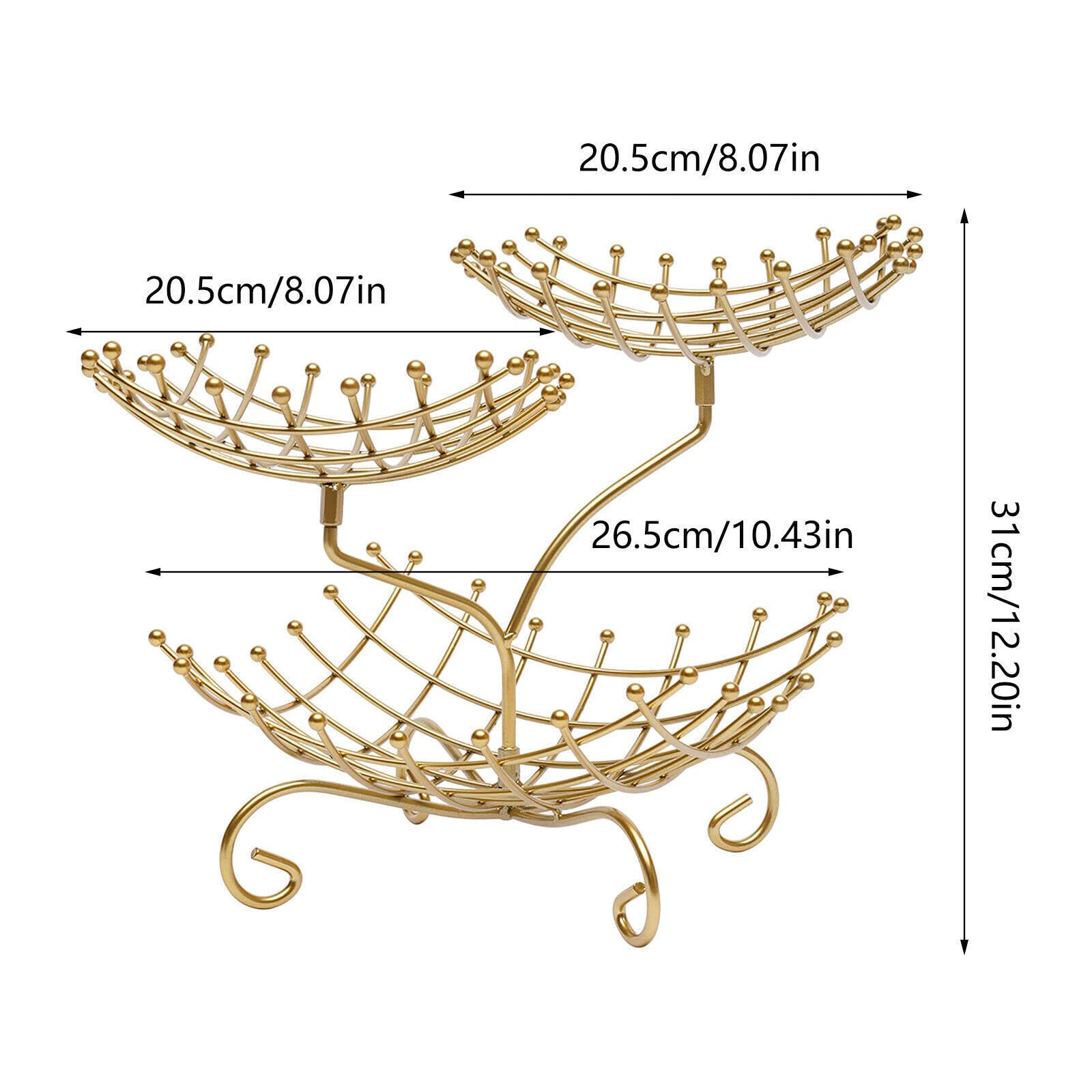 PIOJNYEN 3 Tier Metal Fruit Bowl, Fruit Tray Stand Wire, Fruit Storage Basket, Fruit Stand, Vegetable Serving Bowls,Fruit Basket Holder,Fruit Storage Bowls for Kitchen Counter Organizer