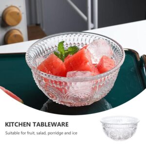 HANABASS Crystal Bowl 1pcs Vintage Flower Embossed Glass Dessert Bowl Ice Cream Bowl Trifle Bowl Salad Bowl Candy Cake Bowl for Home Party Wedding Glass Salad Bowl