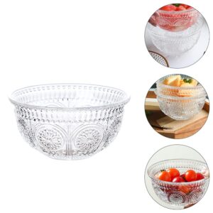 HANABASS Crystal Bowl 1pcs Vintage Flower Embossed Glass Dessert Bowl Ice Cream Bowl Trifle Bowl Salad Bowl Candy Cake Bowl for Home Party Wedding Glass Salad Bowl