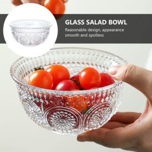 HANABASS Crystal Bowl 1pcs Vintage Flower Embossed Glass Dessert Bowl Ice Cream Bowl Trifle Bowl Salad Bowl Candy Cake Bowl for Home Party Wedding Glass Salad Bowl