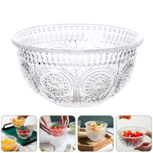 HANABASS Crystal Bowl 1pcs Vintage Flower Embossed Glass Dessert Bowl Ice Cream Bowl Trifle Bowl Salad Bowl Candy Cake Bowl for Home Party Wedding Glass Salad Bowl