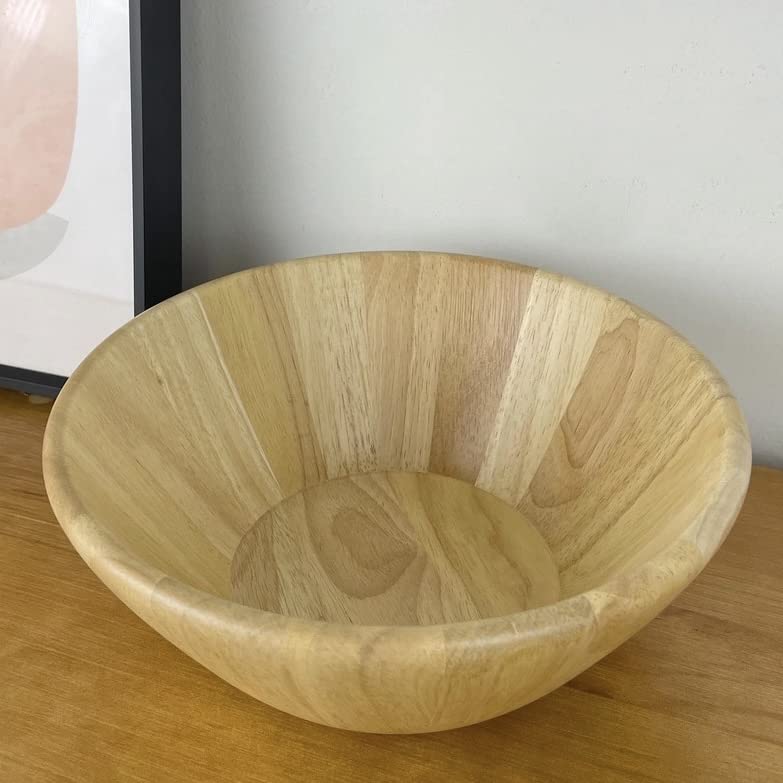 Handmade Wooden Bowls 10” - 100% Natural Hardwood Serving Bowls for Fruits, Salads, Snacks and More l Family-Style Dining l Wooden Salad Bowl - Home Decor & Kitchen