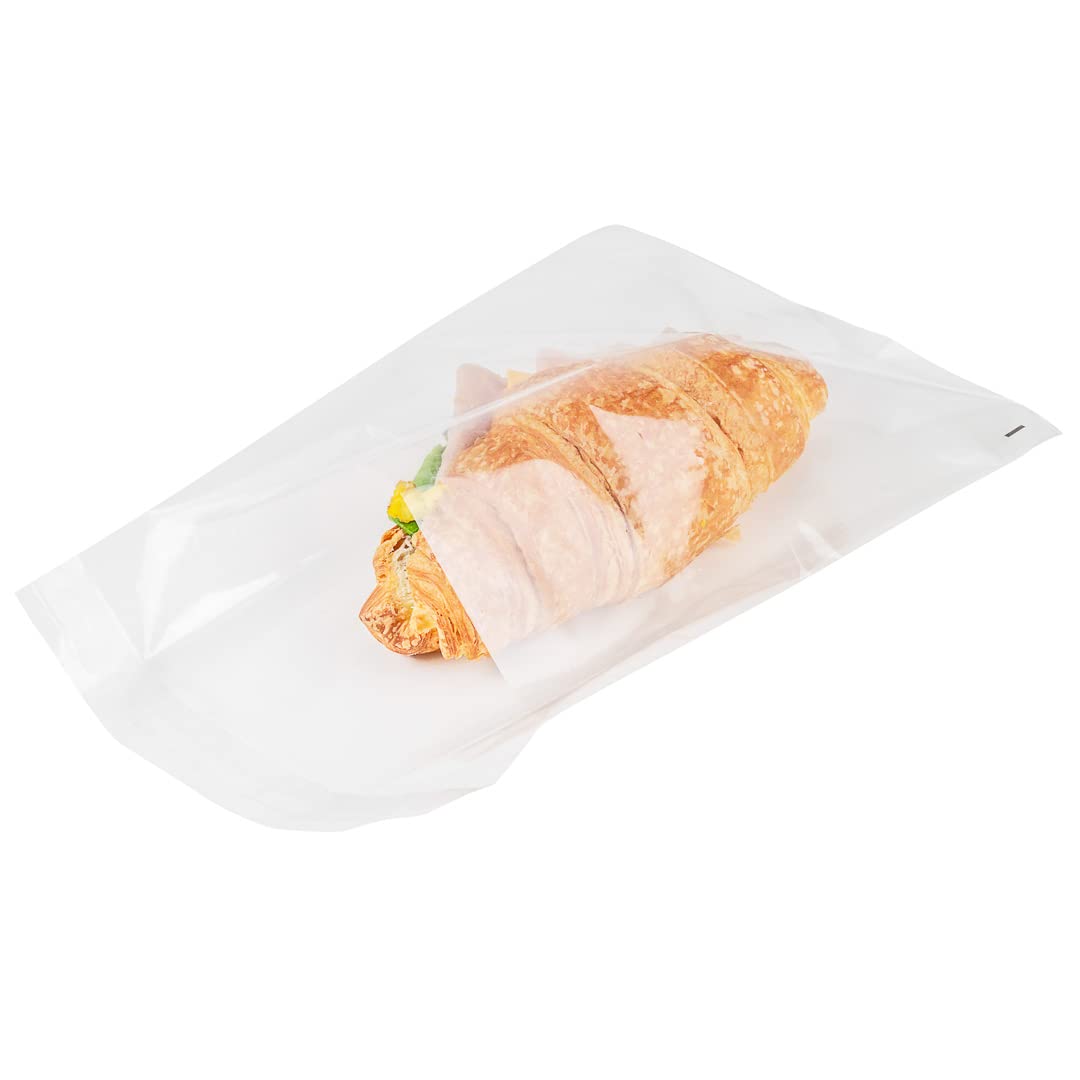 Restaurantware Bag Tek 10 x 8 Inch Treat Bags 100 Microwave-Safe Cookie Bags - Lip And Tape Design Heat-Resistant Clear Plastic Resealable Bakery Bags Grease-Resistant For Candy Nuts And Party Favors