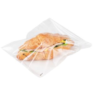 Restaurantware Bag Tek 10 x 8 Inch Treat Bags 100 Microwave-Safe Cookie Bags - Lip And Tape Design Heat-Resistant Clear Plastic Resealable Bakery Bags Grease-Resistant For Candy Nuts And Party Favors