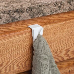 Gadjit Kitchen Towel & Plastic Bag Hanger (Pack of 3) - Clever Device Hangs Over Any Cabinet Door or Drawer (3/4" to 7/8" Front Panel Depth) to Create an Instant Towel or Waste Bag Holder (White)