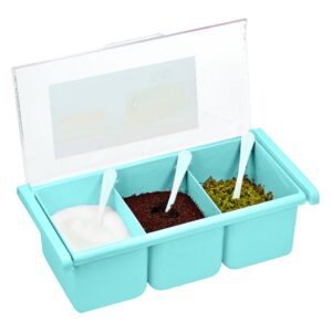 Southern Homewares 3 Container Spice Pot Blue Acrylic with Spoons and Lid Seasoning Box Spice Serving Box Table Service