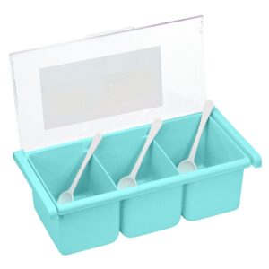 Southern Homewares 3 Container Spice Pot Blue Acrylic with Spoons and Lid Seasoning Box Spice Serving Box Table Service