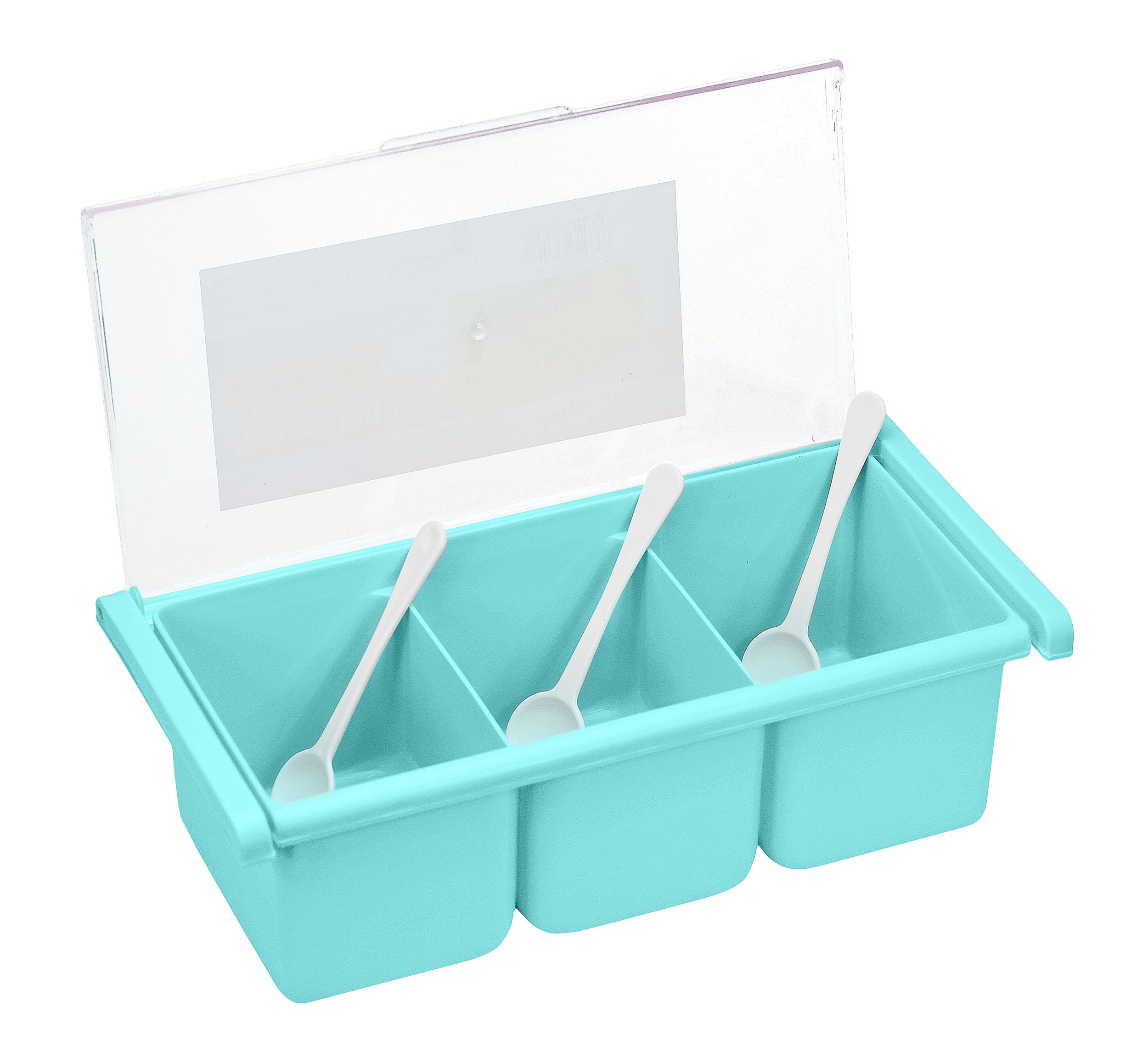 Southern Homewares 3 Container Spice Pot Blue Acrylic with Spoons and Lid Seasoning Box Spice Serving Box Table Service