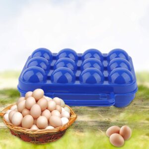 TOPINCN Egg Holder with Dust Proof & Double Side Plastic Storage Box Buckle for Protecting 12 Eggs(Blue)