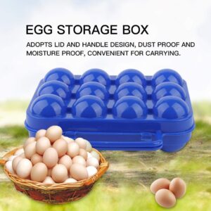 TOPINCN Egg Holder with Dust Proof & Double Side Plastic Storage Box Buckle for Protecting 12 Eggs(Blue)