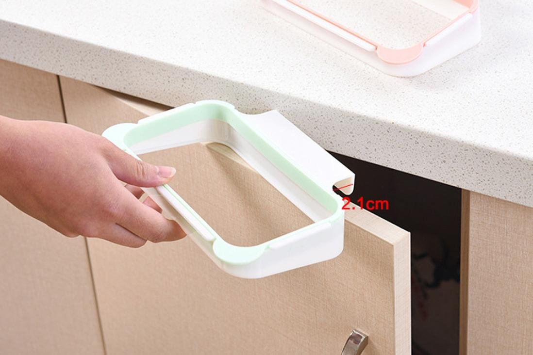 Ninasill ღ ღ Garbage Bag Holder Plastic Bracket Stand Rack Kitchen Trash Storage Hanger Bags (Green)