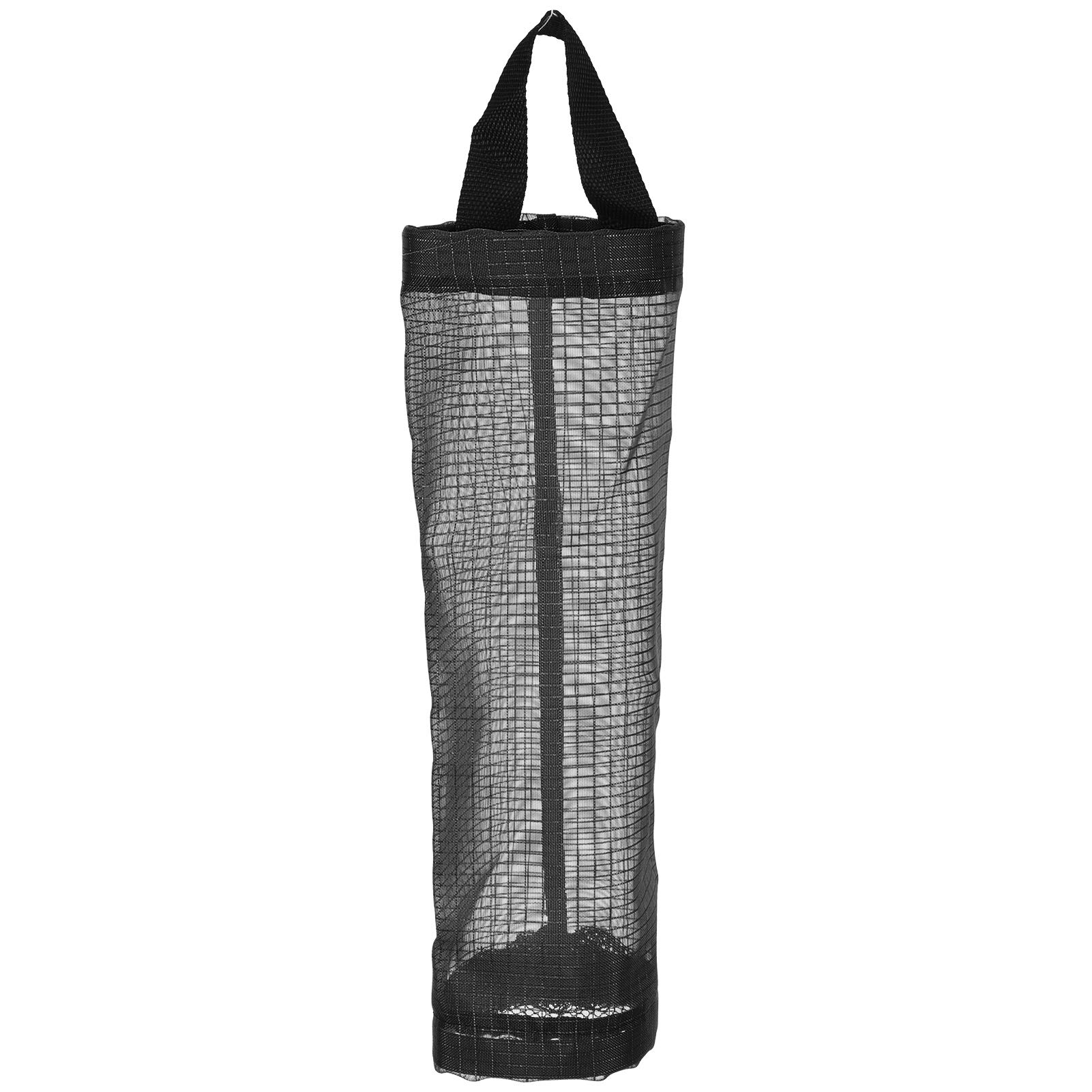 Bag Holder for Plastic Bags, Grocery Bag Holder Plastic Dispenser Foldable Breathable Washable Hanging Mesh Garbage Bag Organizer for Kitchen Plastic Bag Storage (Black L)