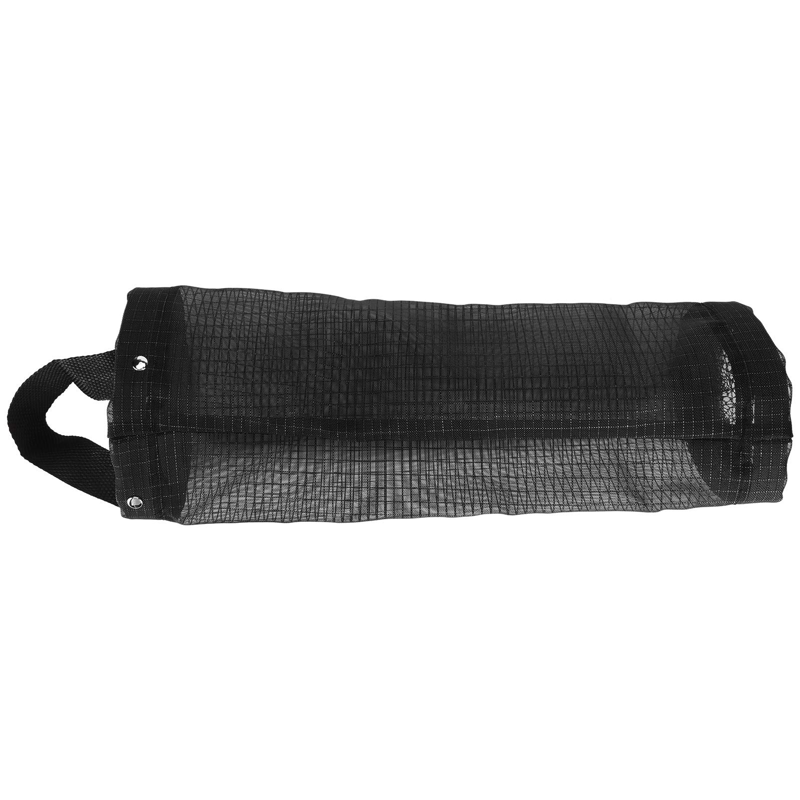 Bag Holder for Plastic Bags, Grocery Bag Holder Plastic Dispenser Foldable Breathable Washable Hanging Mesh Garbage Bag Organizer for Kitchen Plastic Bag Storage (Black L)