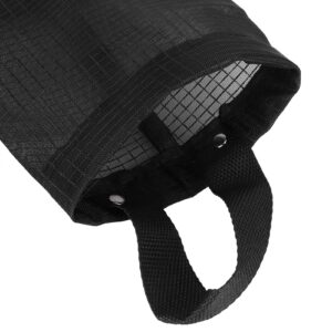 Bag Holder for Plastic Bags, Grocery Bag Holder Plastic Dispenser Foldable Breathable Washable Hanging Mesh Garbage Bag Organizer for Kitchen Plastic Bag Storage (Black L)