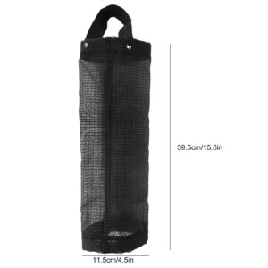 Bag Holder for Plastic Bags, Grocery Bag Holder Plastic Dispenser Foldable Breathable Washable Hanging Mesh Garbage Bag Organizer for Kitchen Plastic Bag Storage (Black L)