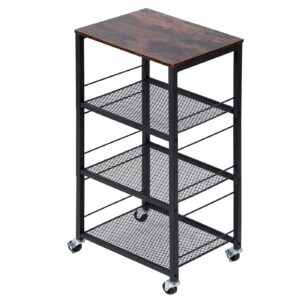 Steel Utility Cart Collapsible Rolling Cart Bar Serving Cart for Kitchen Bathroom Bedroom,Space Saving