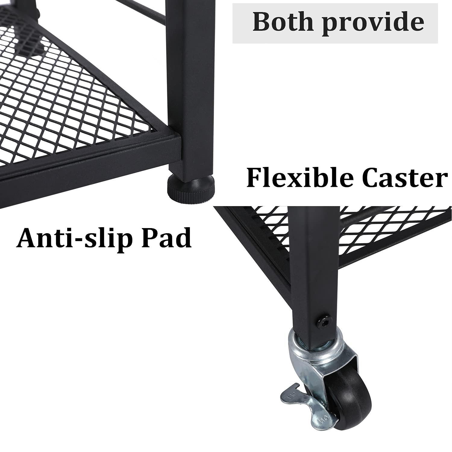 Steel Utility Cart Collapsible Rolling Cart Bar Serving Cart for Kitchen Bathroom Bedroom,Space Saving