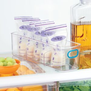 iDesign IDjr Bin Organizer with Three Compartments for Kitchen Cabinet or Pantry Storage - Clear/Teal