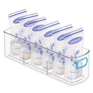 iDesign IDjr Bin Organizer with Three Compartments for Kitchen Cabinet or Pantry Storage - Clear/Teal