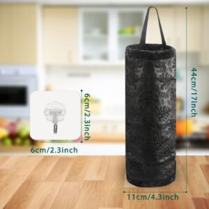 FYY Plastic Bag Holder 2PCS Grocery Bag Holder for Plastic Bags, Wall Mount Plastic Bag Organizer Dispenser with Hooks, Hanging Trash Bag Dispenser Shopping Bag Holder for Home Kitchen Black & White