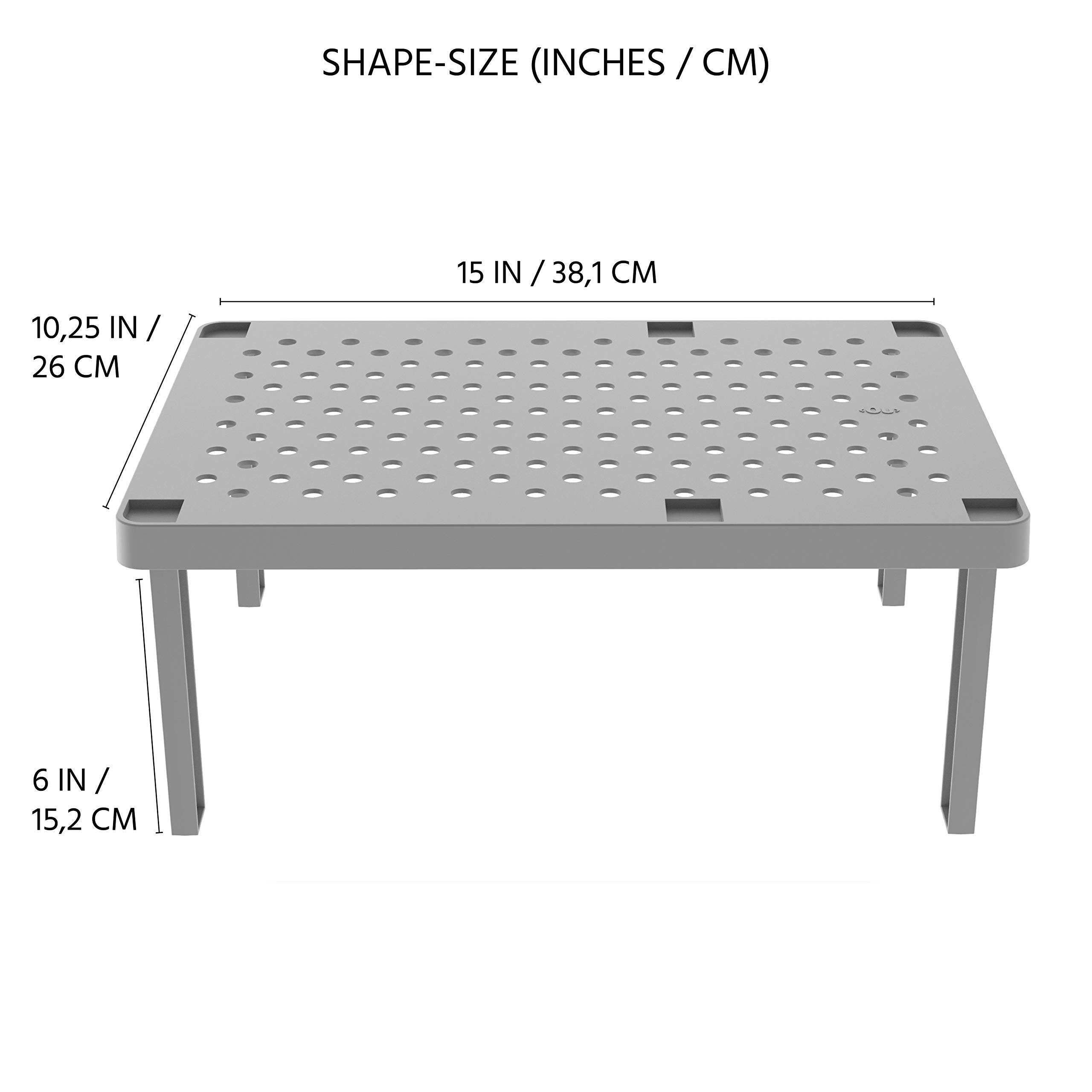 Level Collection Stackable, Kitchen Cabinet and Pantry Organizer, Modular Shelves- Set of 4 Shapes (Gray)